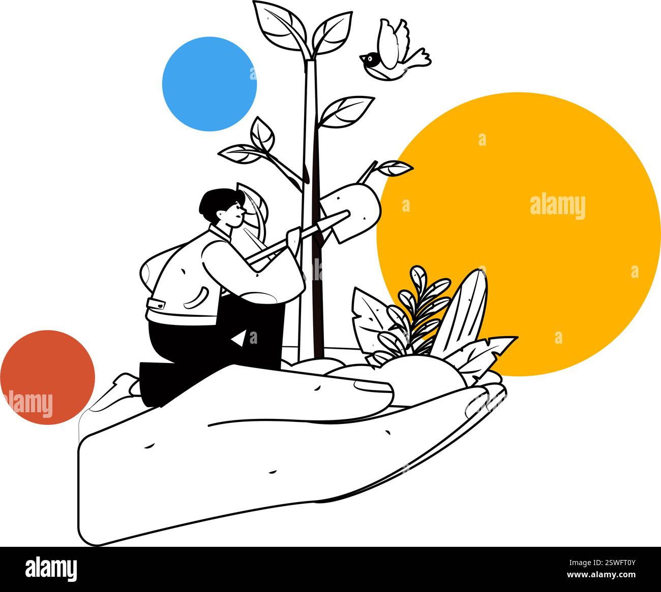 Business collaboration cloud computing flat vector concept operation hand drawn illustration ...