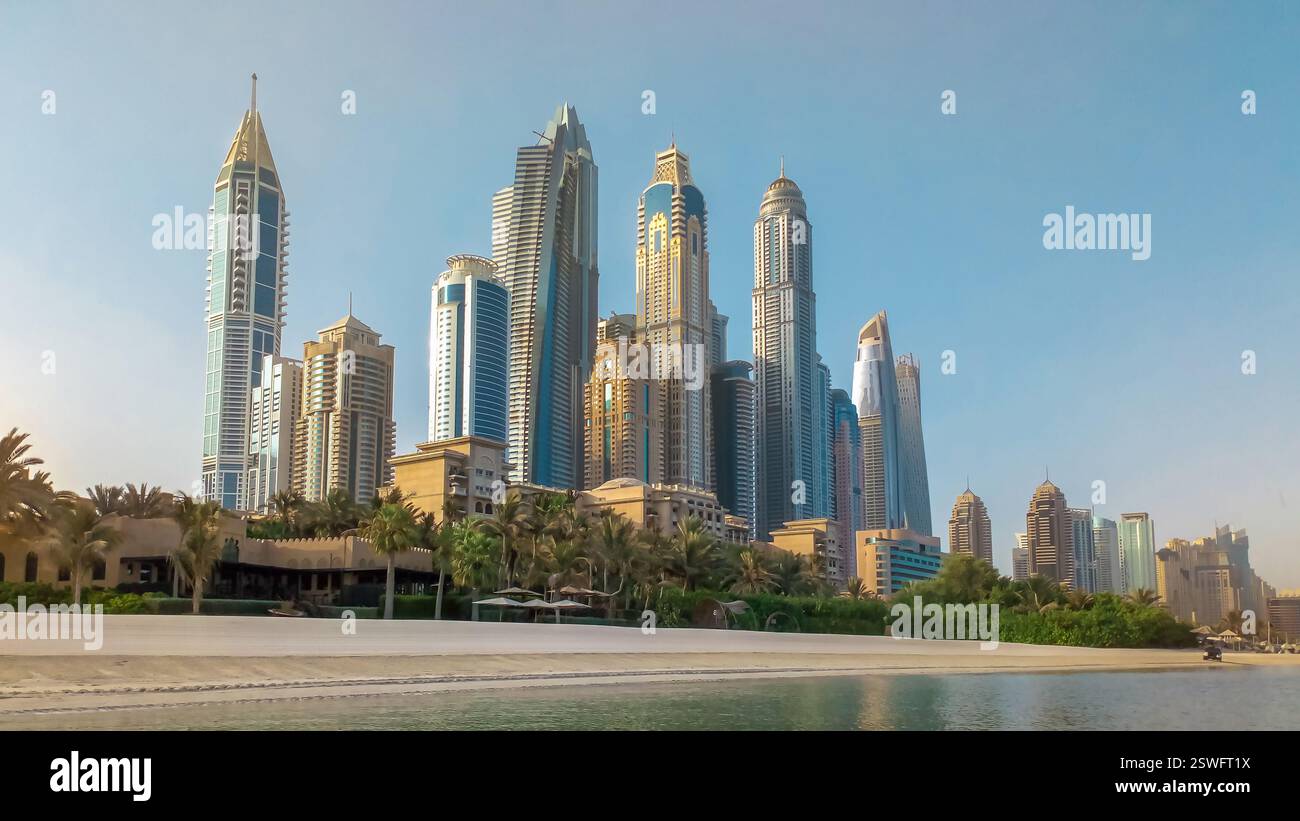 Promenade Dubai Marina. Beach and skyscrapers of the city. Dubai Stock ...