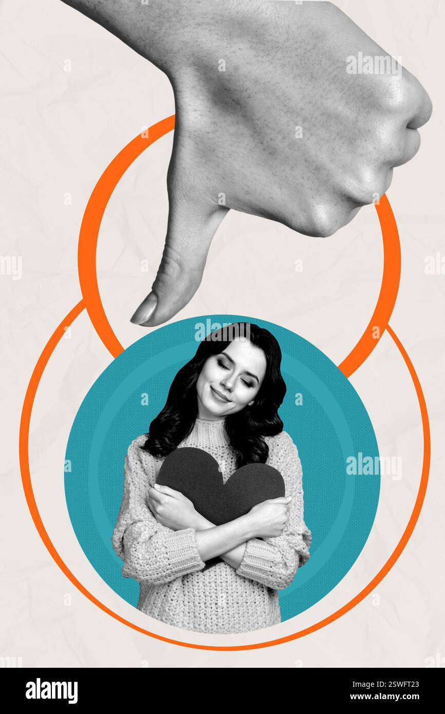 3D collage design composite trend artwork sketch of body language ...