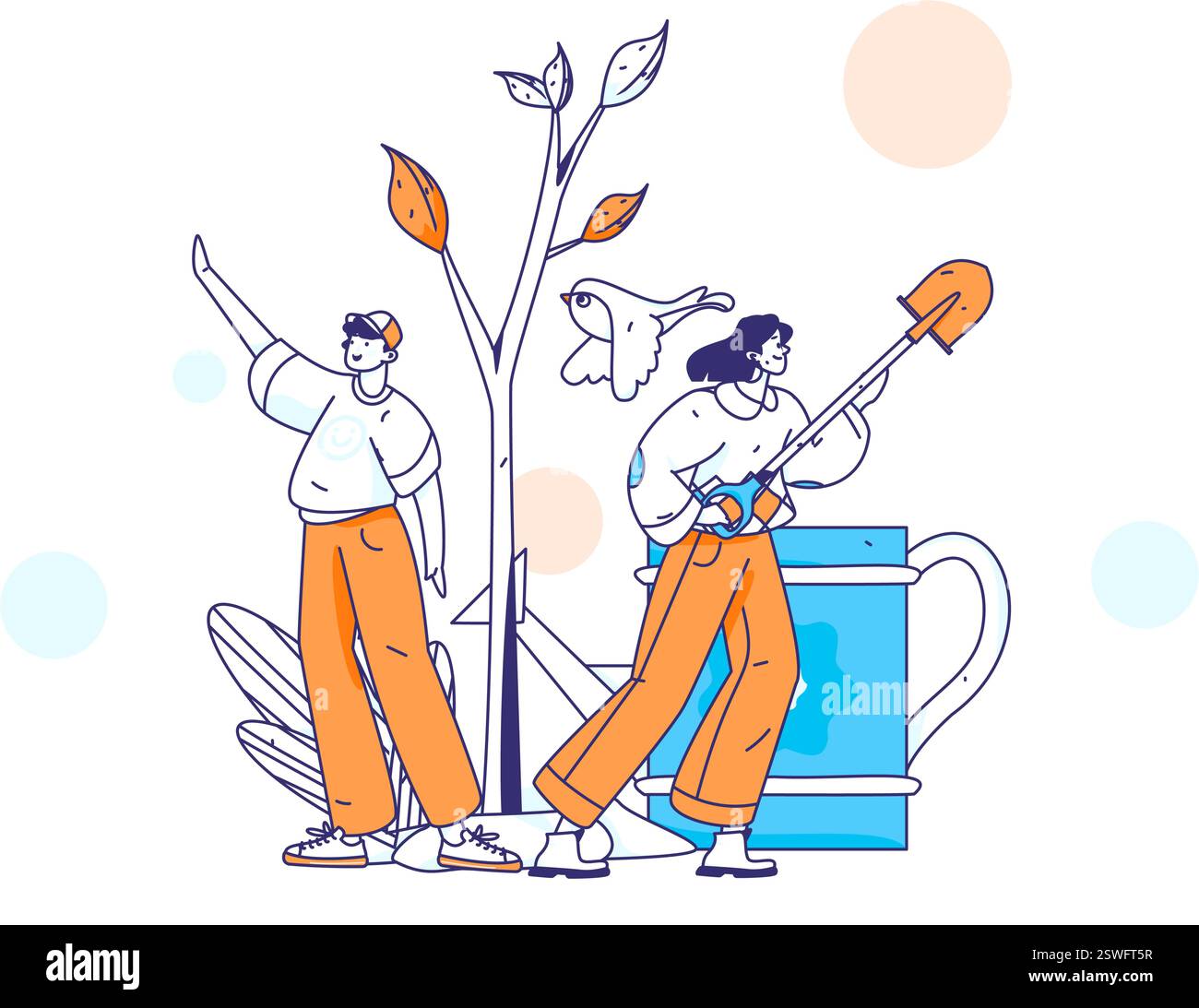 Business collaboration cloud computing flat vector concept operation ...