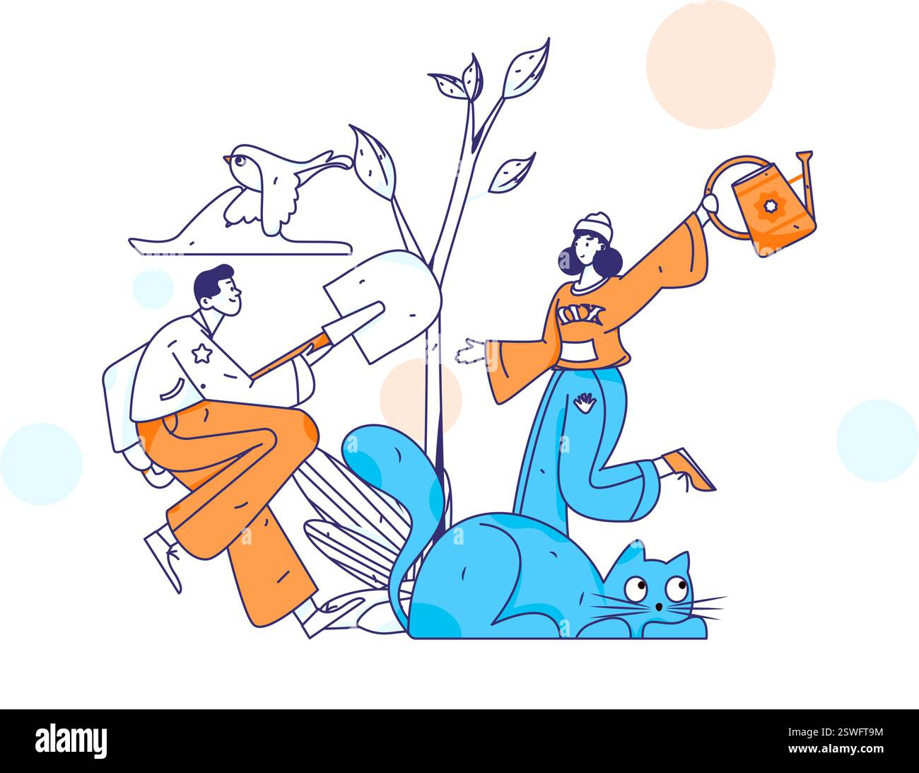 Business collaboration cloud computing flat vector concept operation ...