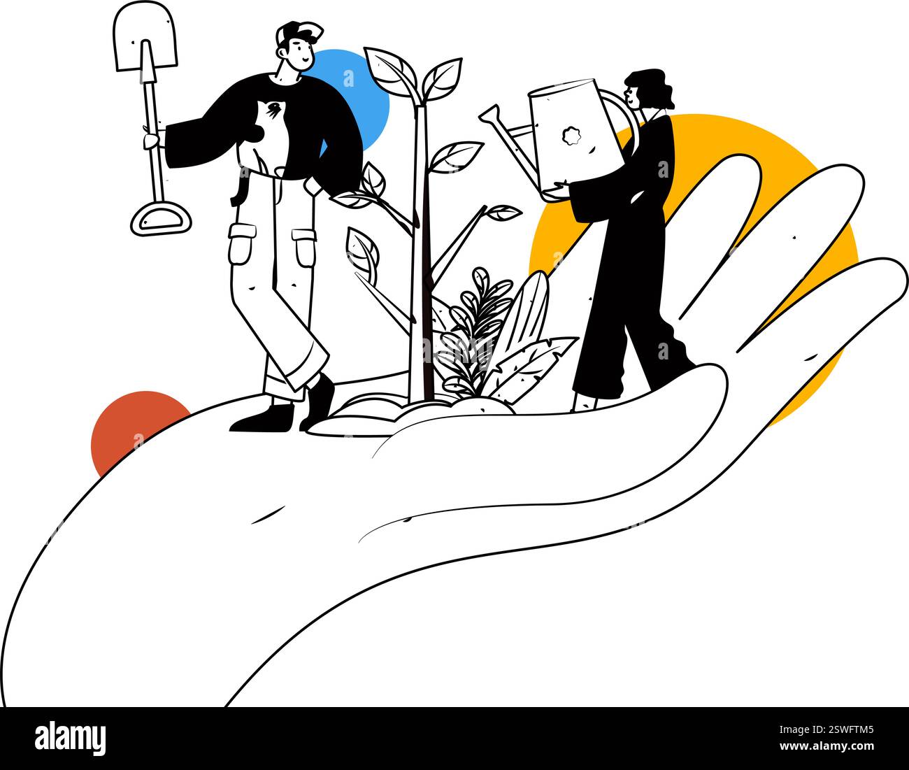 Business collaboration cloud computing flat vector concept operation ...