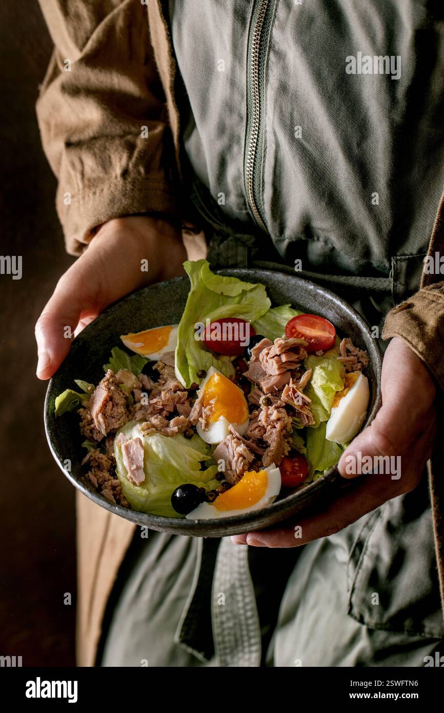 Traditional nicoise salad with canned tuna fish Stock Photo - Alamy