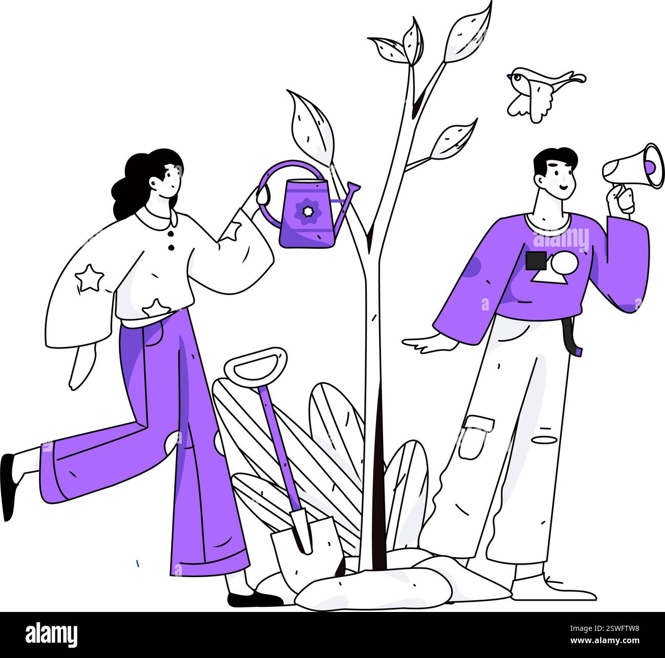 Business collaboration cloud computing flat vector concept operation ...