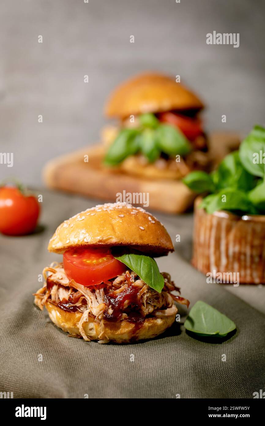 Set of homemade mini burgers with stew beef Stock Photo - Alamy