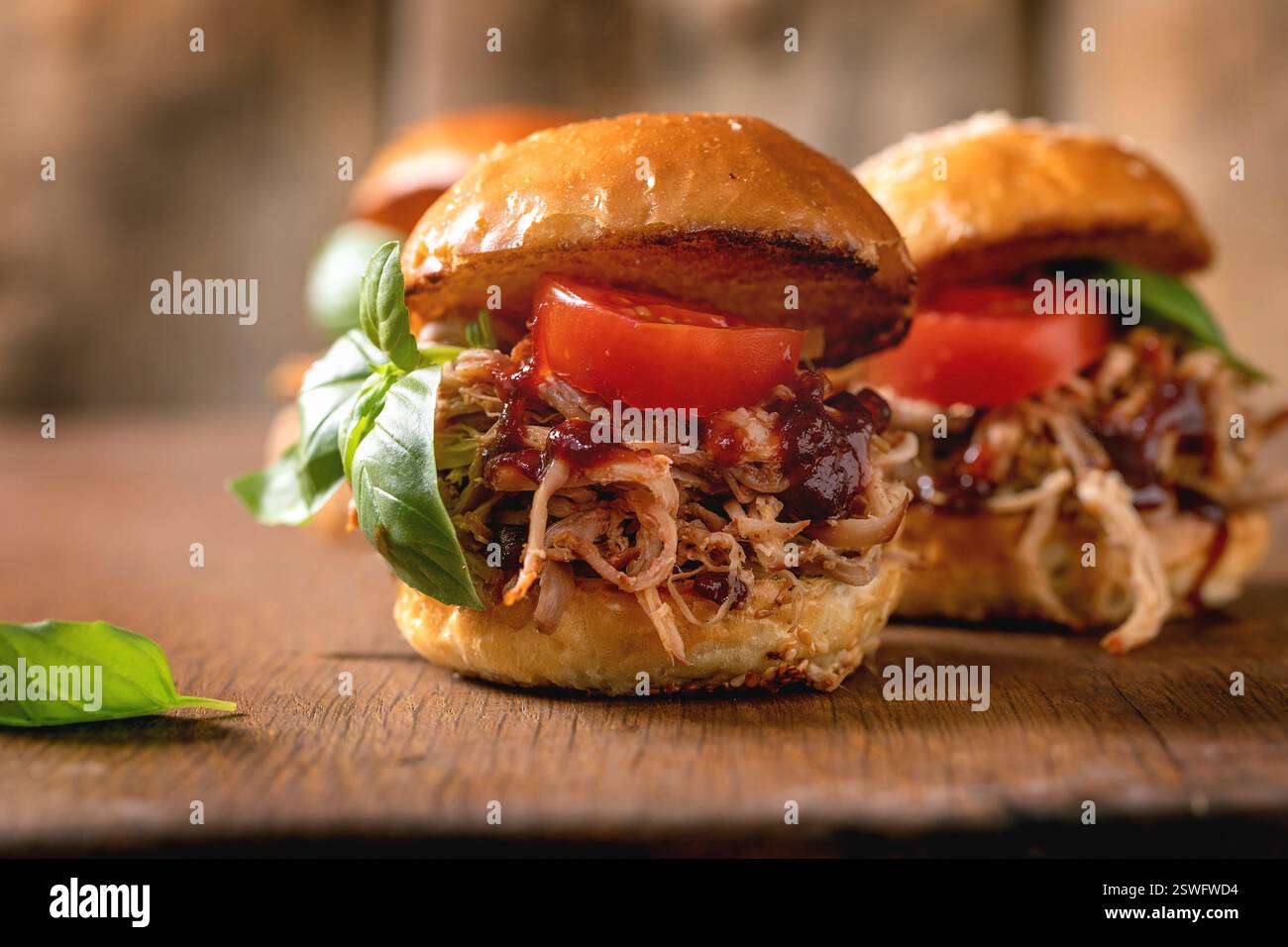 Set of homemade mini burgers with stew beef Stock Photo - Alamy