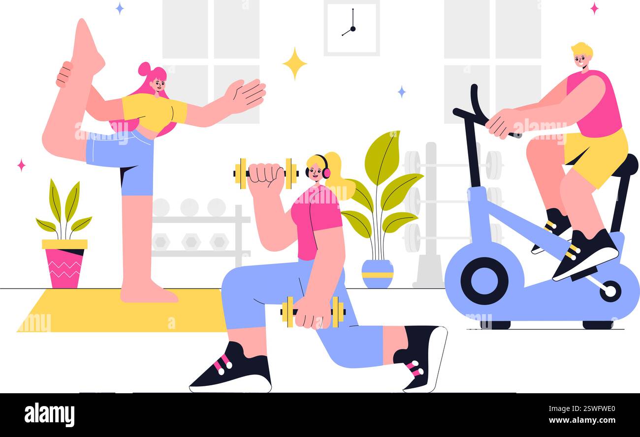 Fitness and Gym Vector Illustration Featuring Exercise, Wellness ...