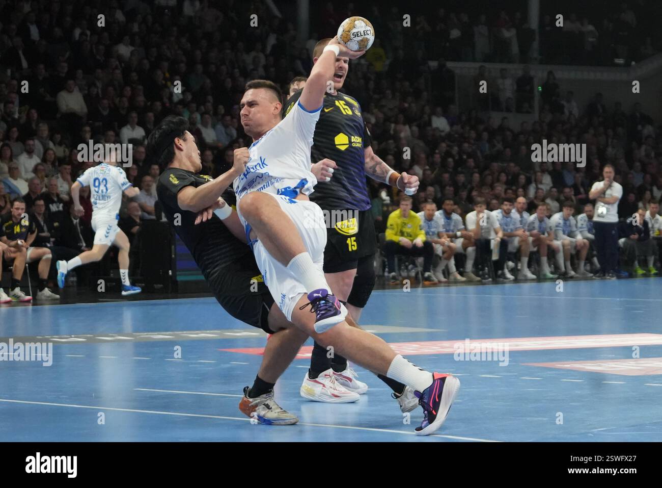 Richárd Bodó of PICK Szeged, Shuichi Yoshida of HBC Nantes during the ...