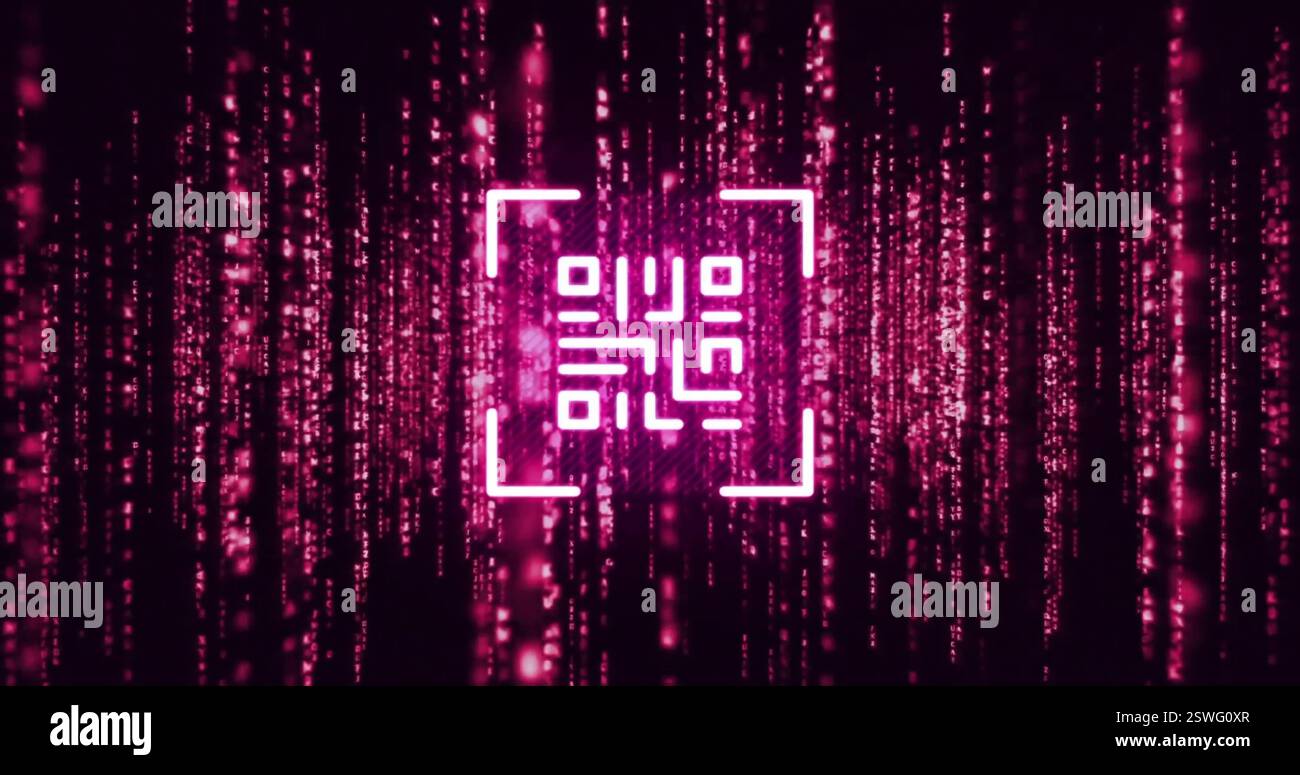 Image of qr code and glowing light trails Stock Photo - Alamy