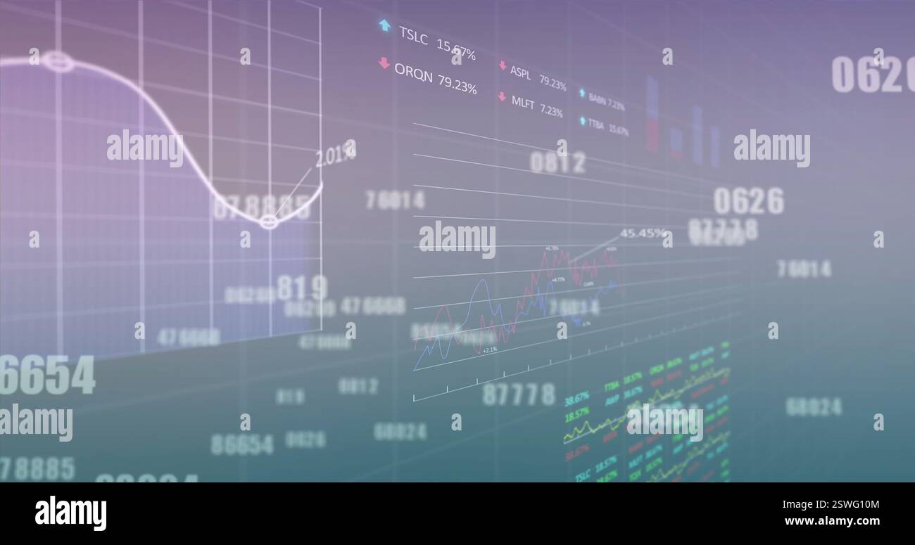Image of data processing over diagrams and stock market Stock Photo - Alamy