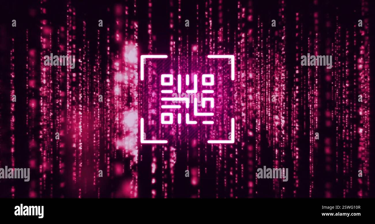 Image of qr code and glowing light trails Stock Photo - Alamy