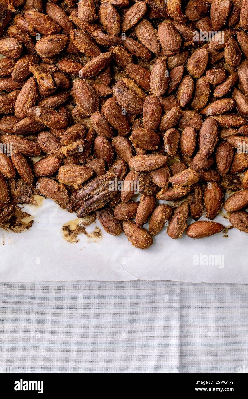 Sweet glazed honey roasted almond nuts. Sweet snack Stock Photo - Alamy