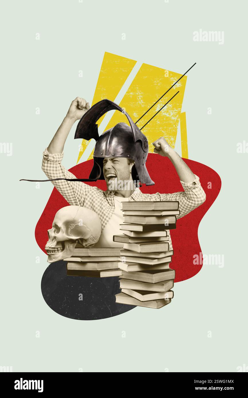 Template poster trend artwork 3D photo collage of young guy success ...