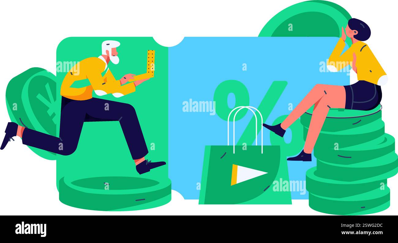 Online shopping e-commerce coupon concept flat vector concept operation ...