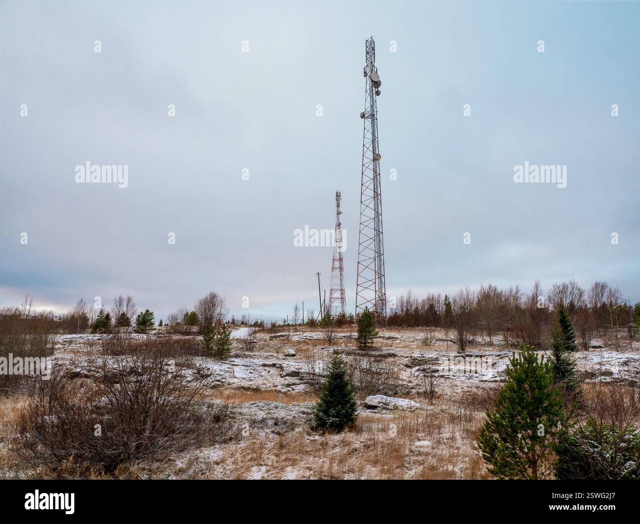 Cell towers in the tundra Stock Photo - Alamy
