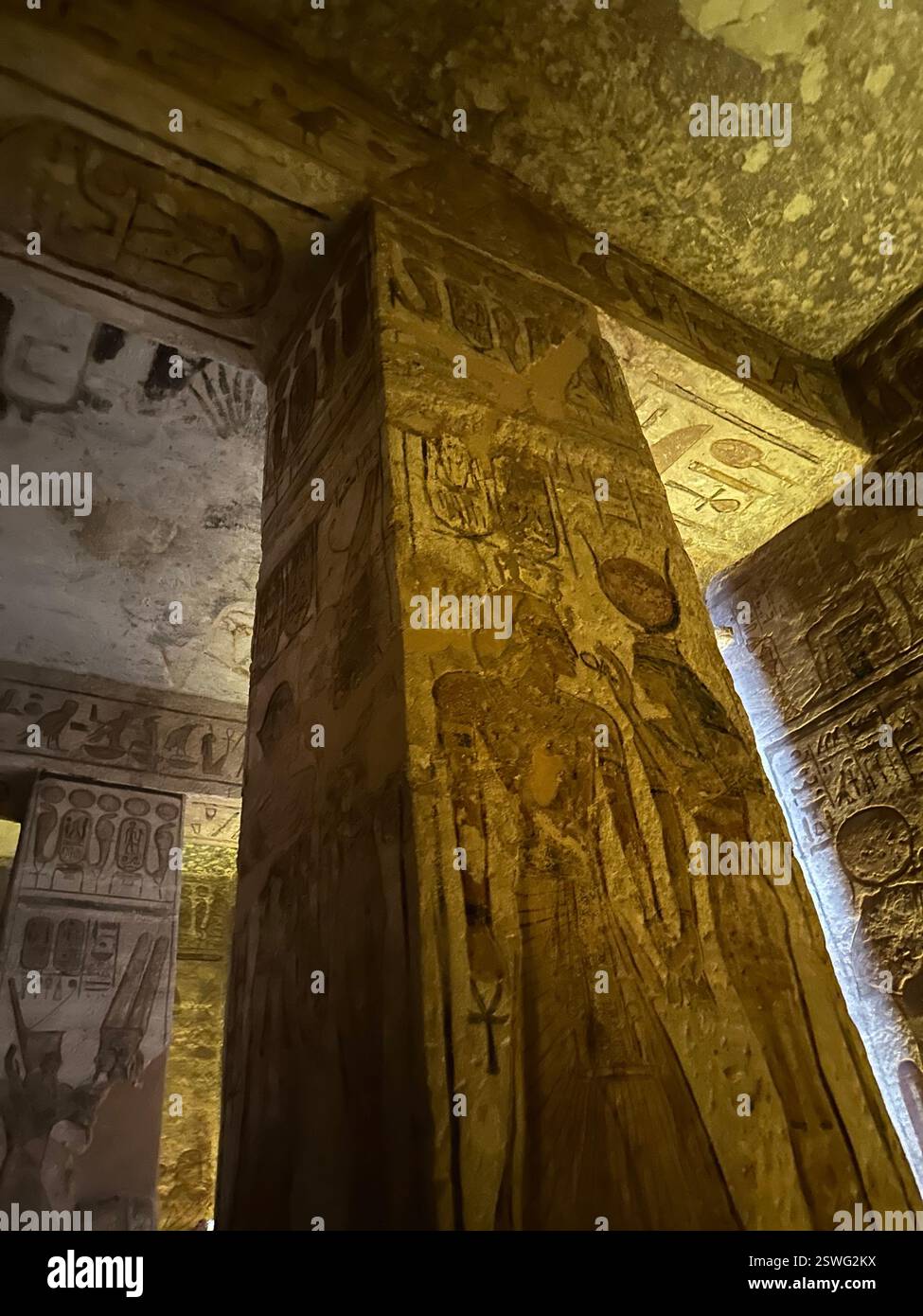 Bas-relief inscriptions on the wall showing Ramesses II and Queen ...