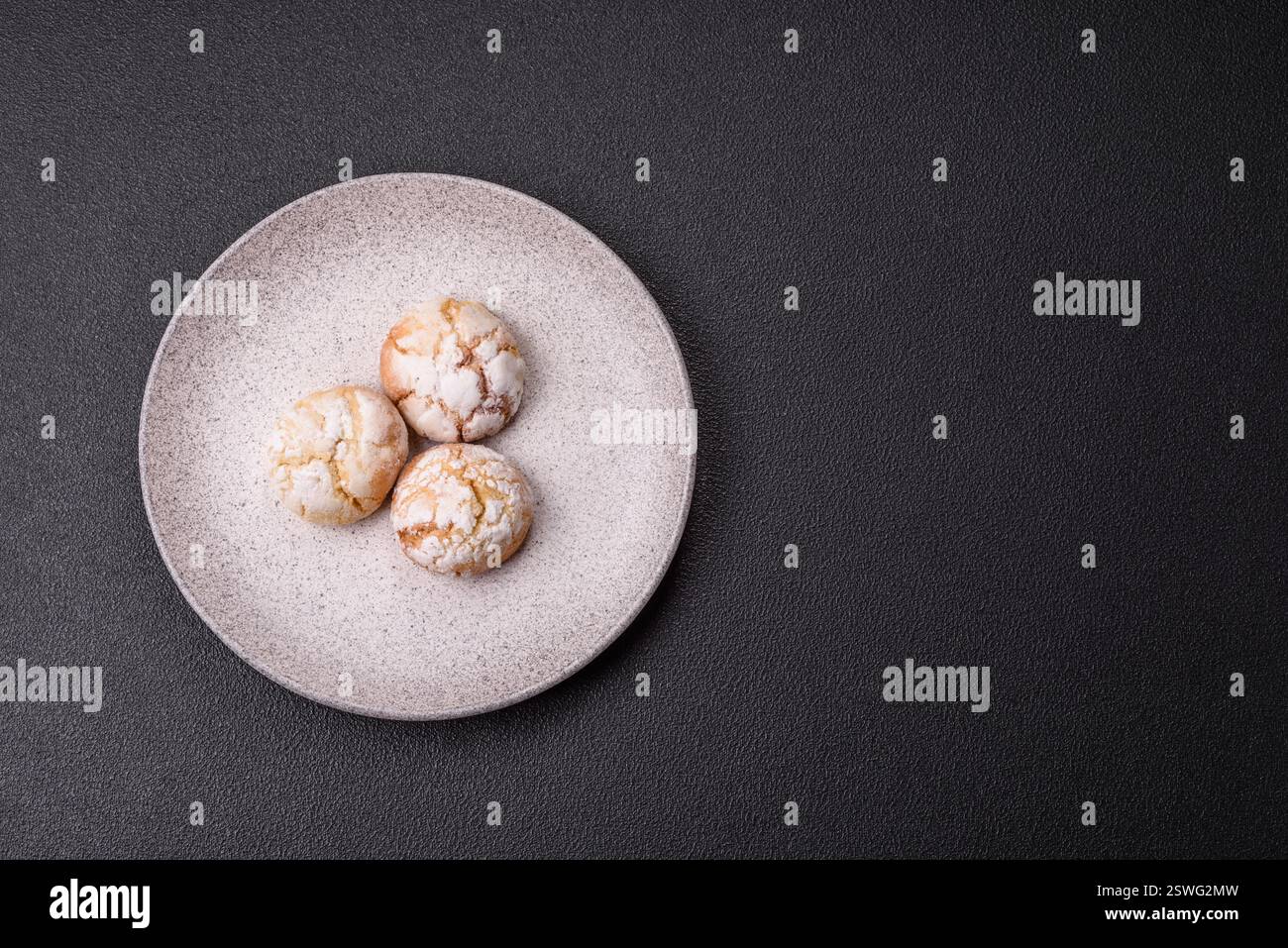 Delicious round freshly baked lemon flavored cookies Stock Photo - Alamy