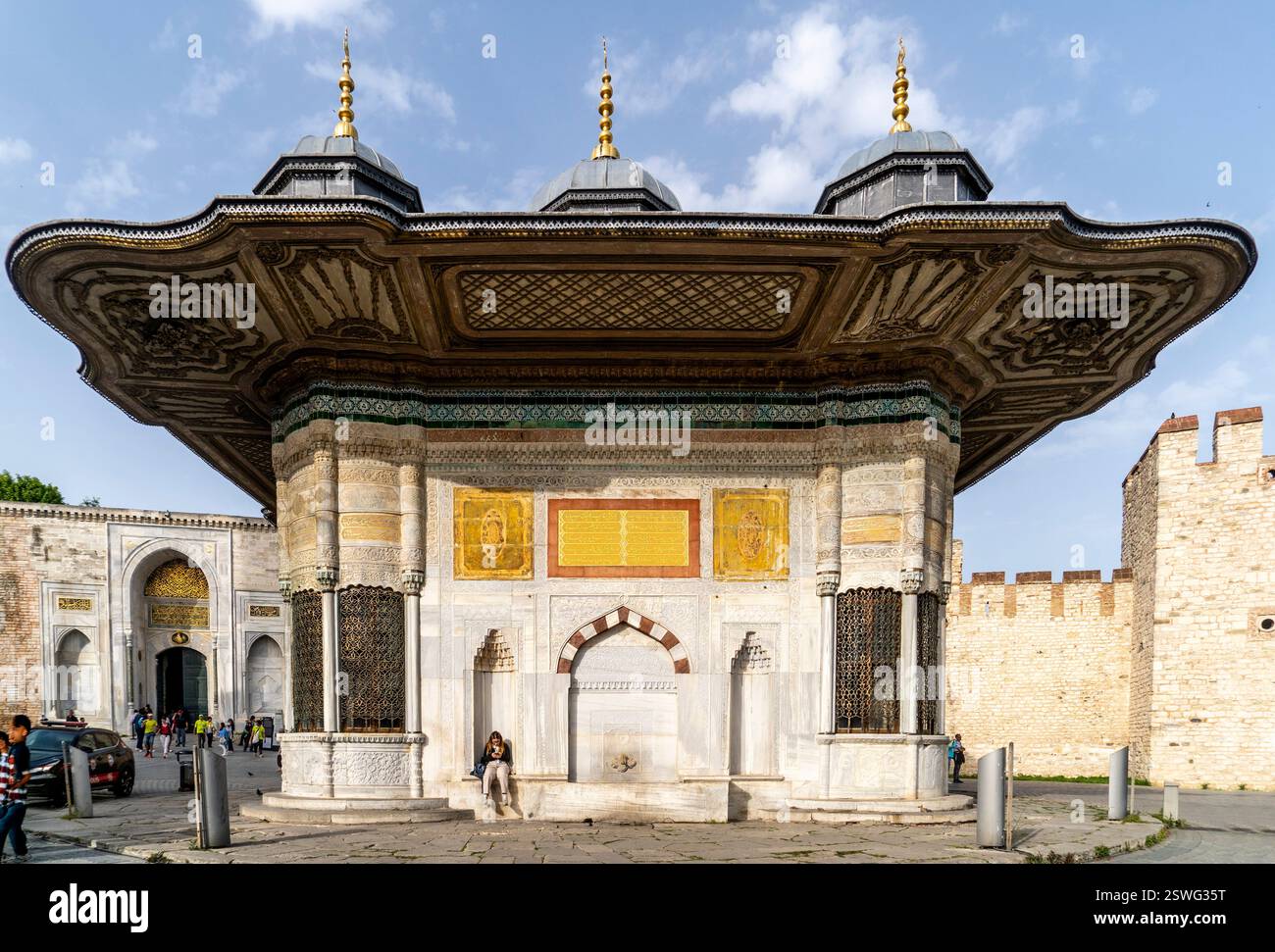 A historical fountain with intricate architectural details, located in ...
