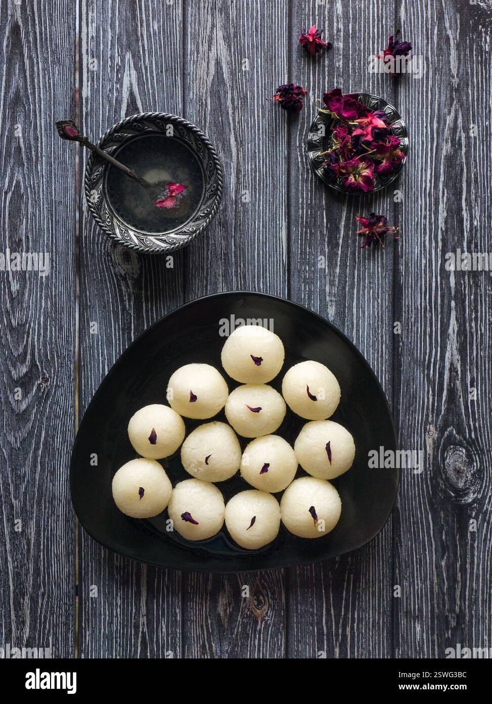 Sponge Rasgulla sweets, famous indian sweet food. Top view Stock Photo ...