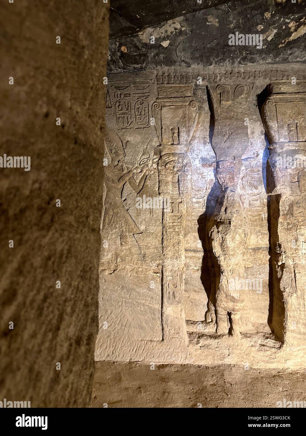 Sun's rays reach into the small temple of Hathor and Nefertari, Egypt ...