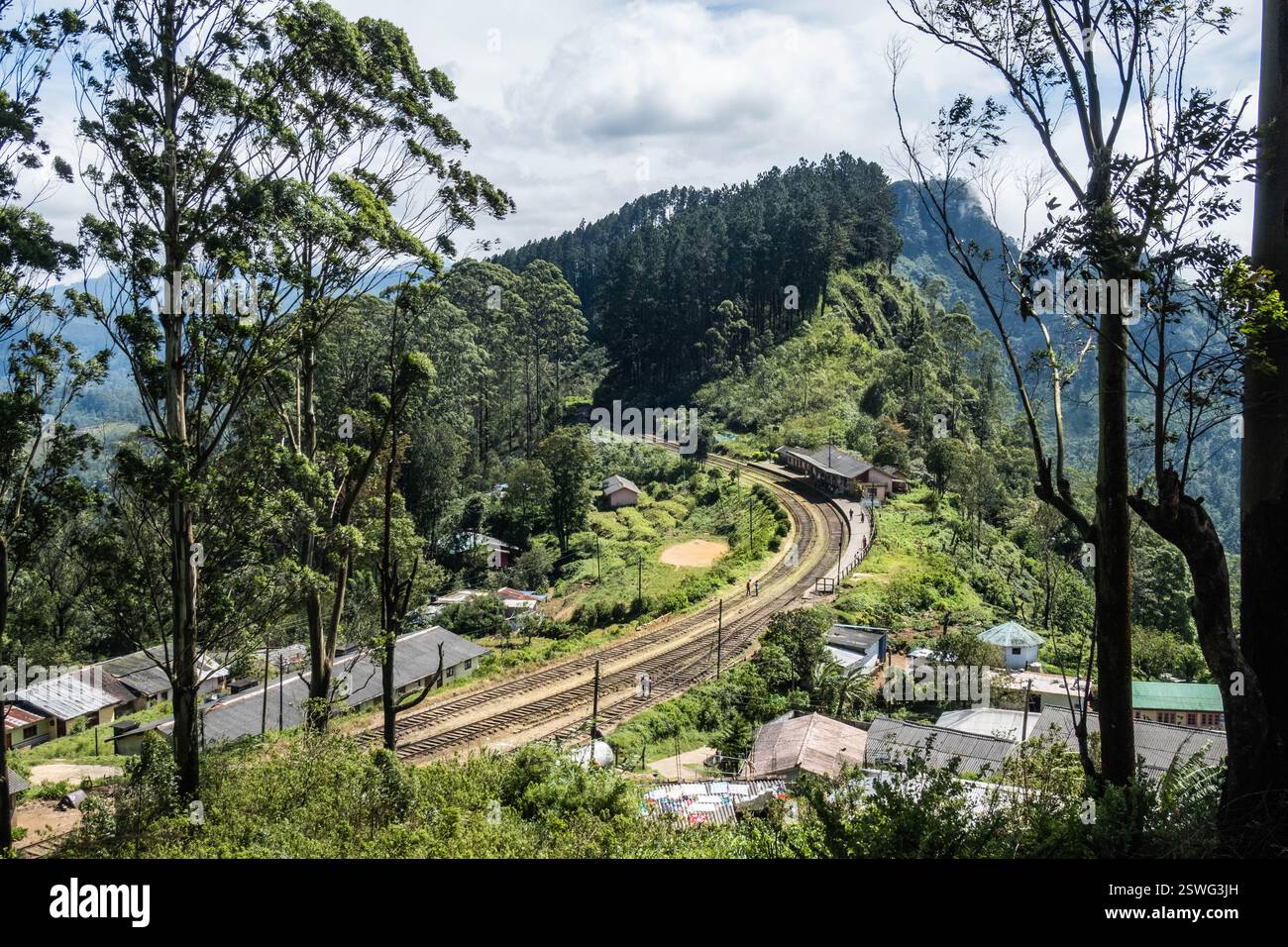 View of the scenic Idalgashinna Railway Station, Haputhale, Sri Lanka ...