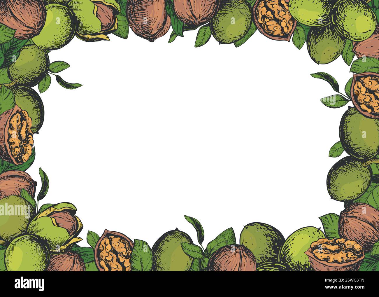 Rectangular horizontal frame made of walnuts with space for text ...