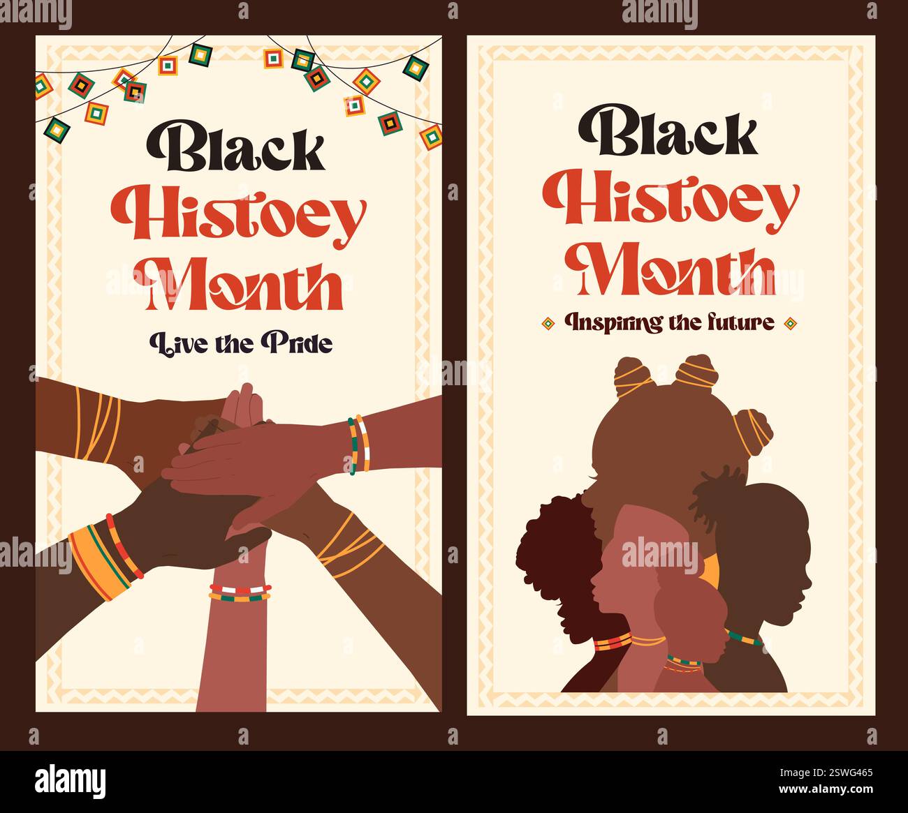 Celebrating Black History Month with Unity and Pride set, vector ...