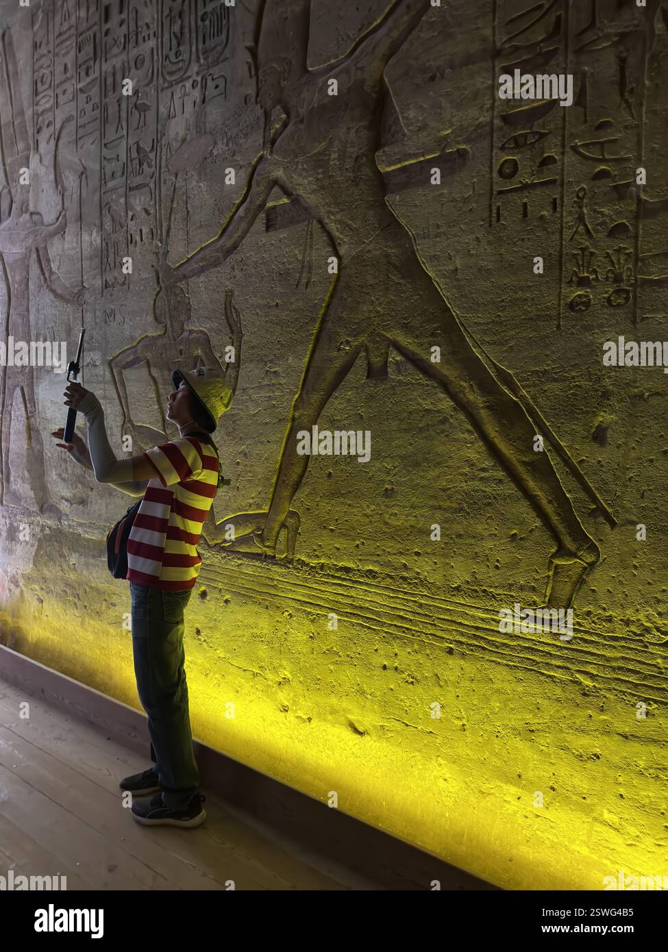 Columns in the form of papyrus stalks with bas-relief at the Great ...