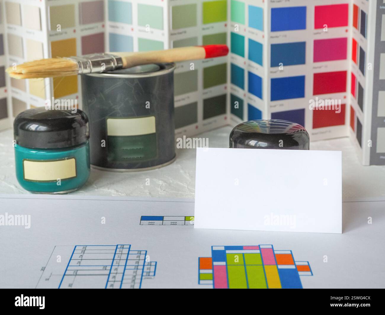 Color solutions and paint in a jar. Select a color for the job Stock ...