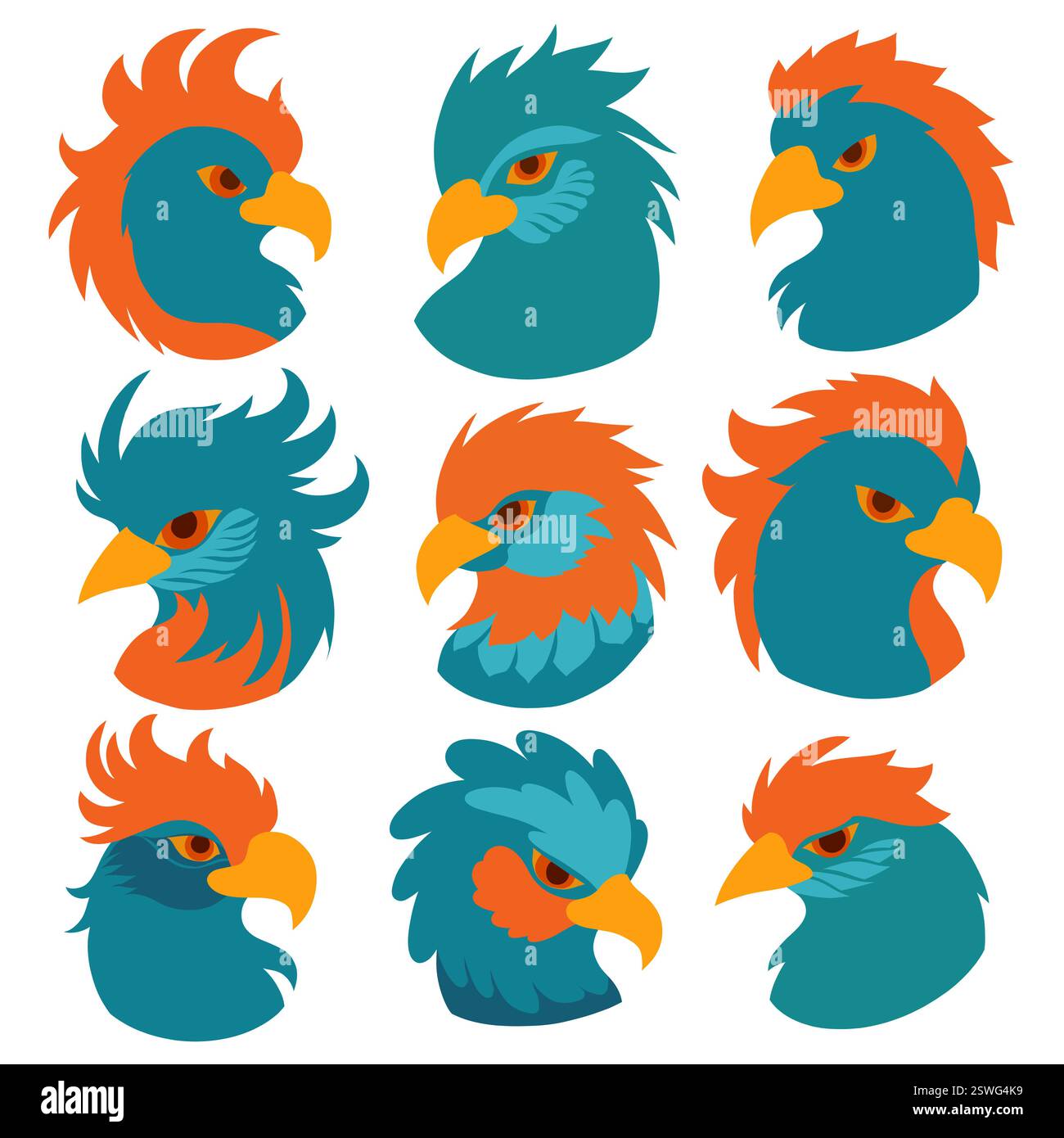 Vector collection of blue parrots silhouettes isolated from background ...