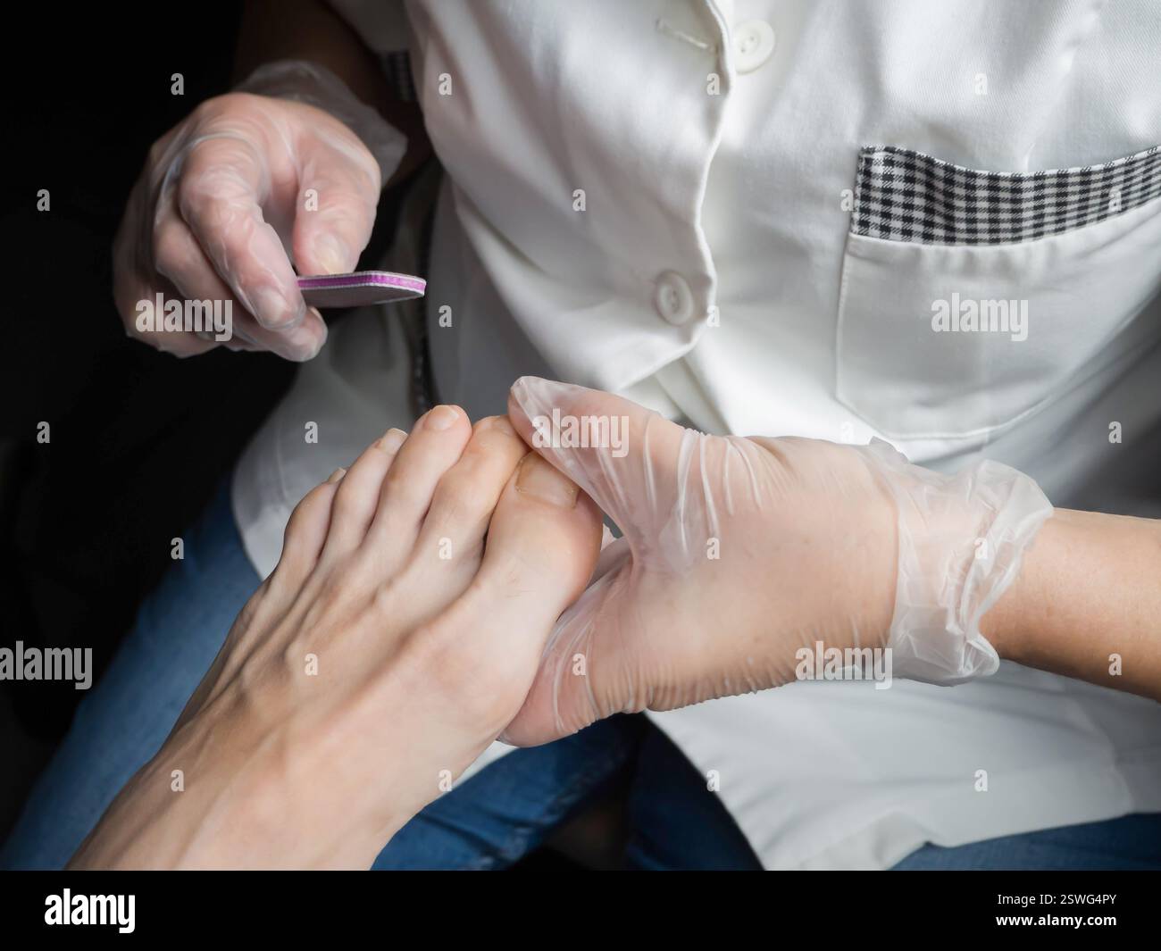 Pedicure process close-up. Bad toenails. Nail treatment Stock Photo - Alamy