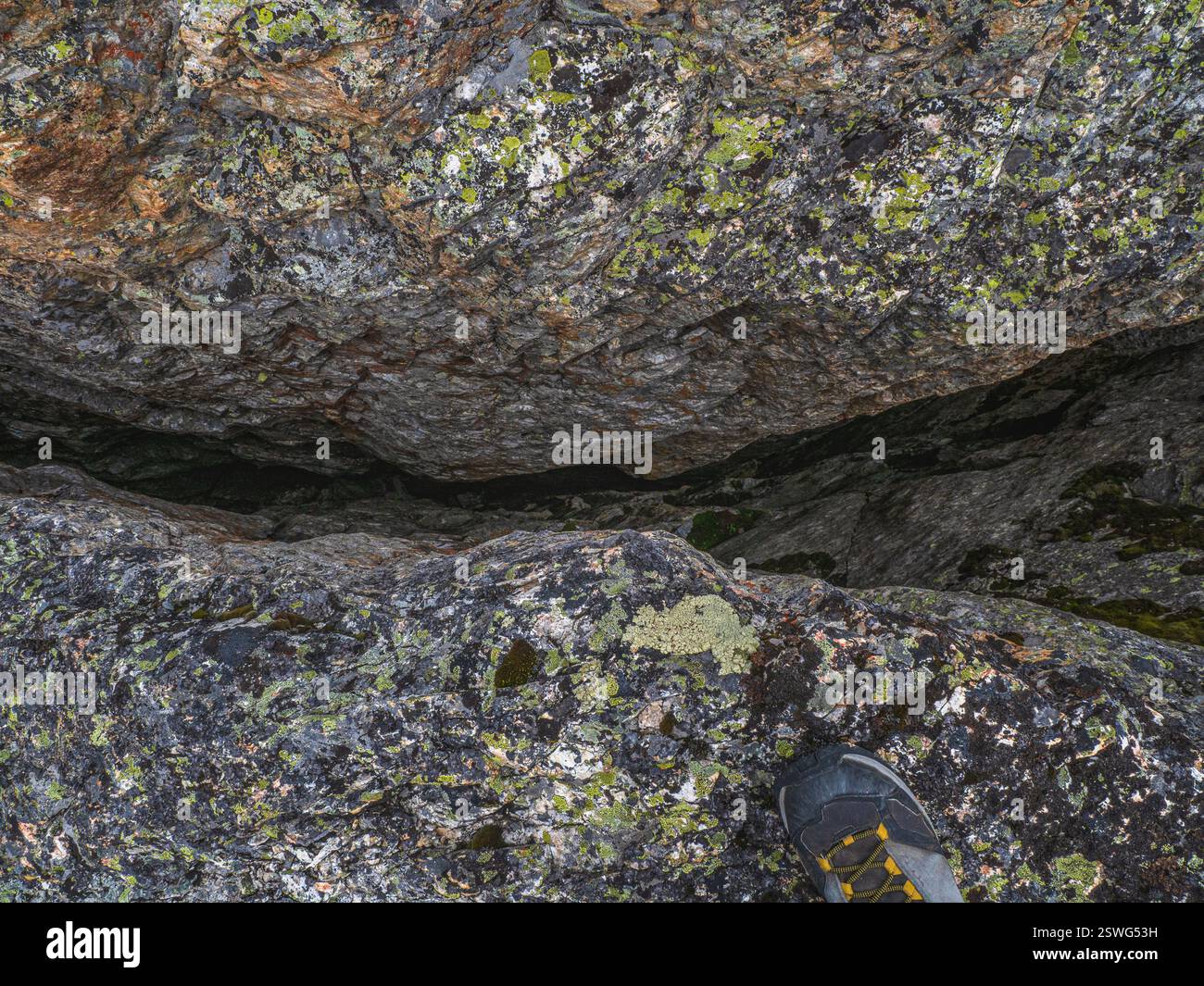 Dangerous fault in the granite rock. Fault line or fracture in the rock ...
