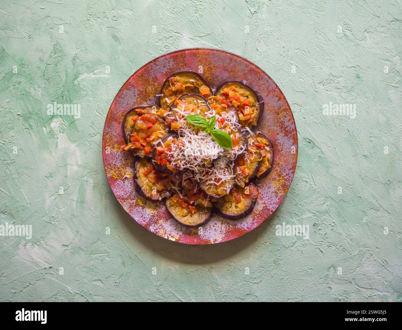 Mediterranean appetizer. Cold appetizer from grilled eggplant Stock ...