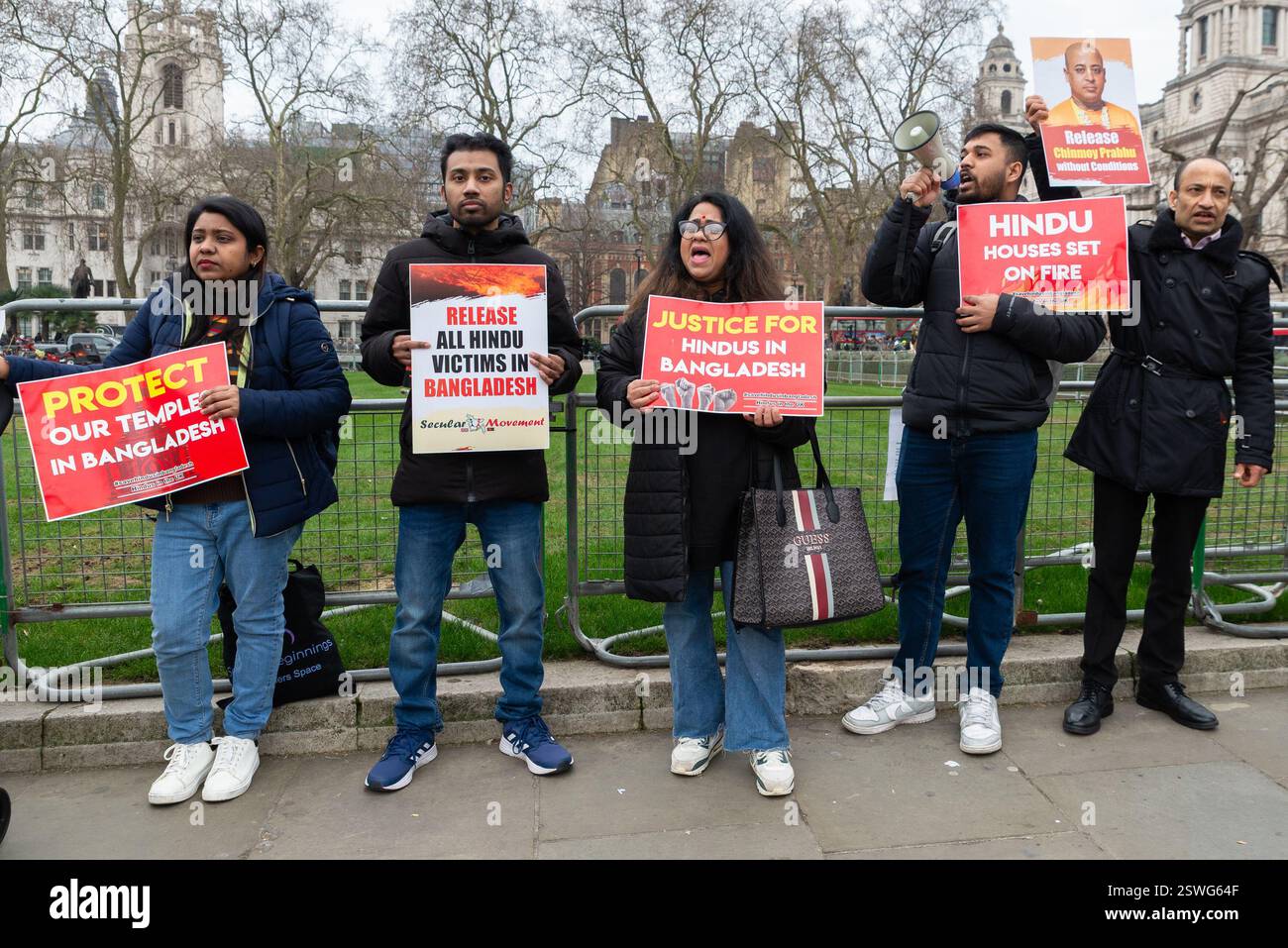 Hindus in Bangladesh protest, Westminster, London, UK, protesting ...
