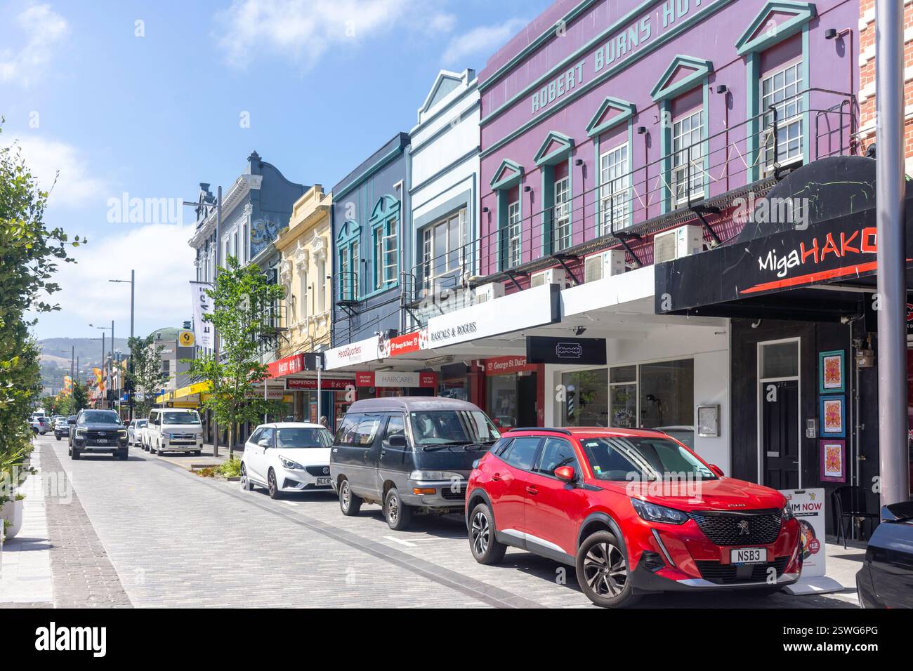 Street scene, George Street, Dunedin Central, Dunedin (Ōtepoti), Otago ...