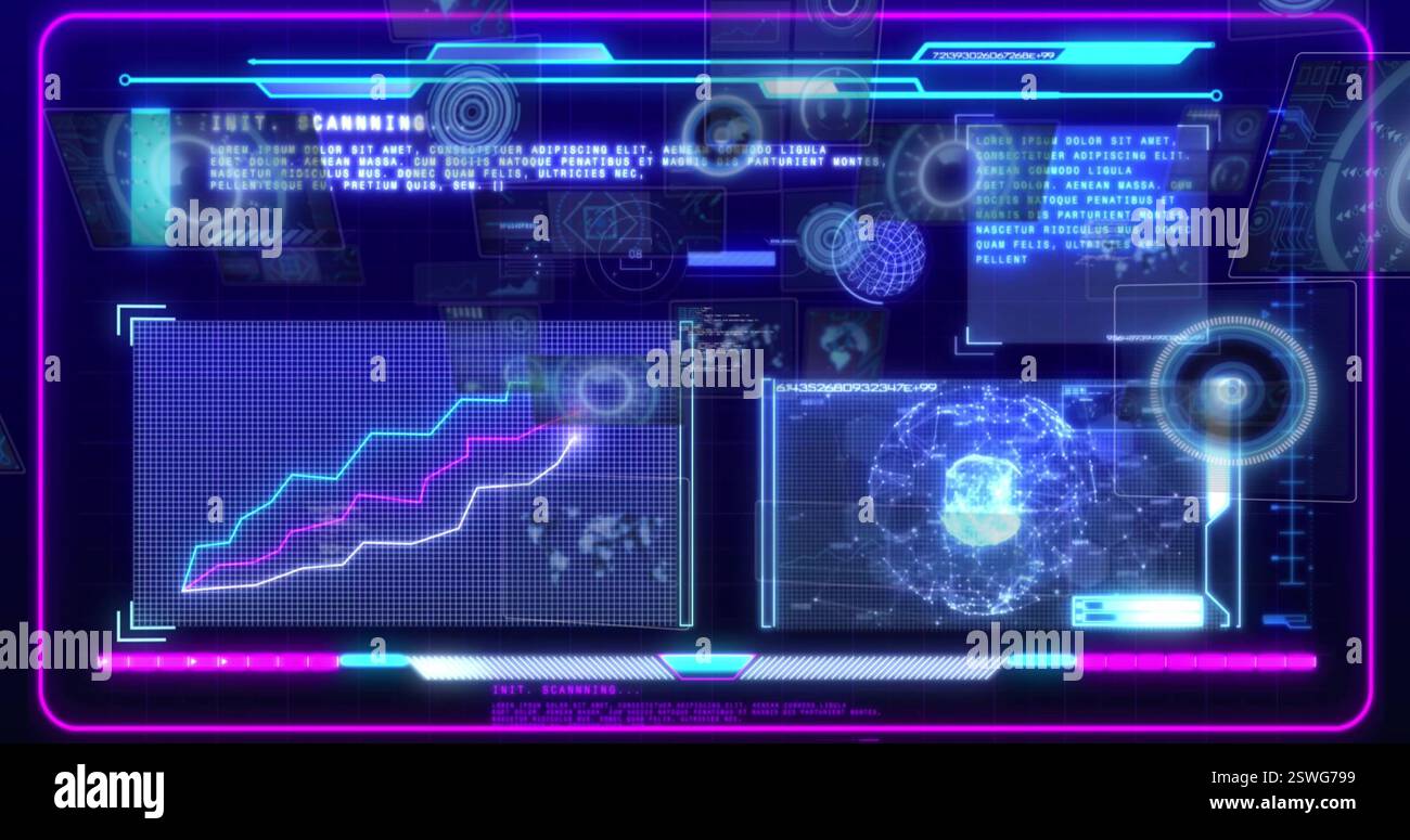 Image of data processing and scopes scanning over diagrams Stock Photo - Alamy