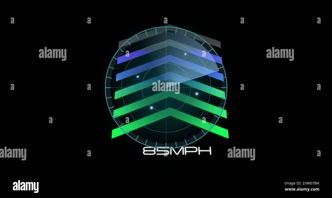Image of speed measure with arrows over scope scanning Stock Photo - Alamy