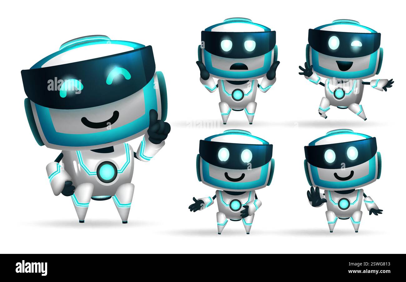 Robot Characters Vector Set Design Robot Character Collection Isolated 5906