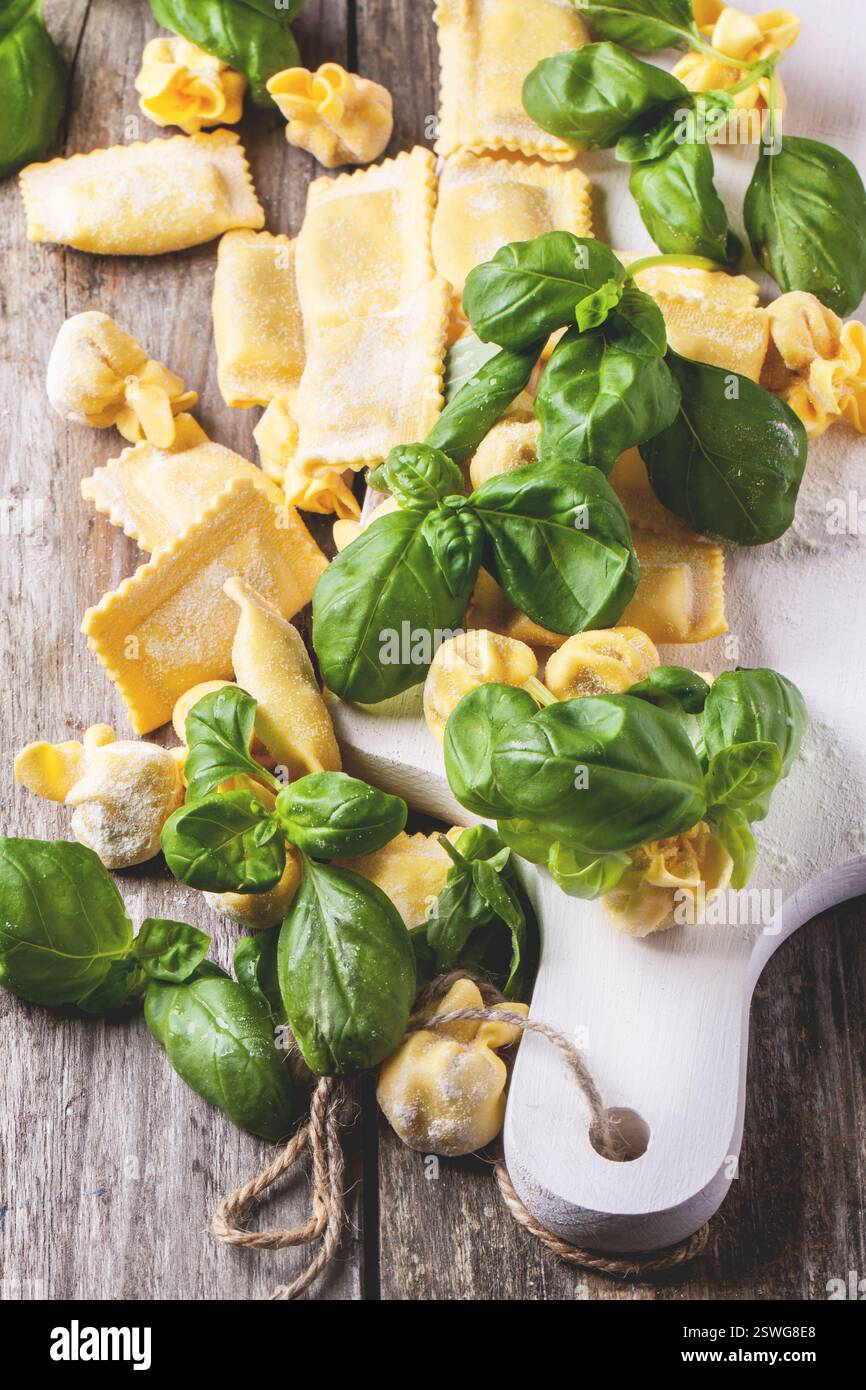 Pasta ravioli with basil Stock Photo - Alamy
