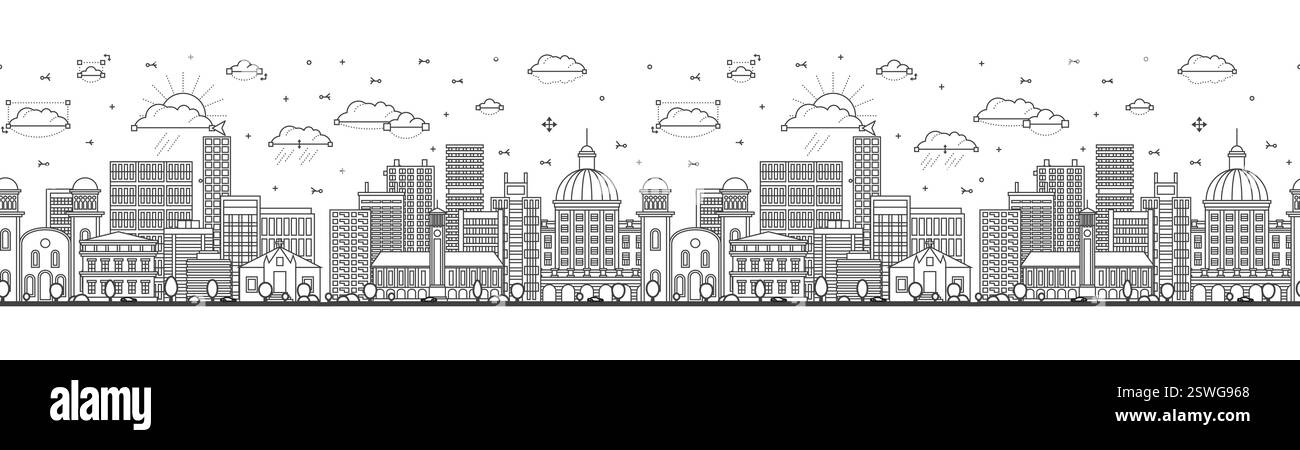 Seamless pattern with Outline Luanda Angola city skyline with modern ...