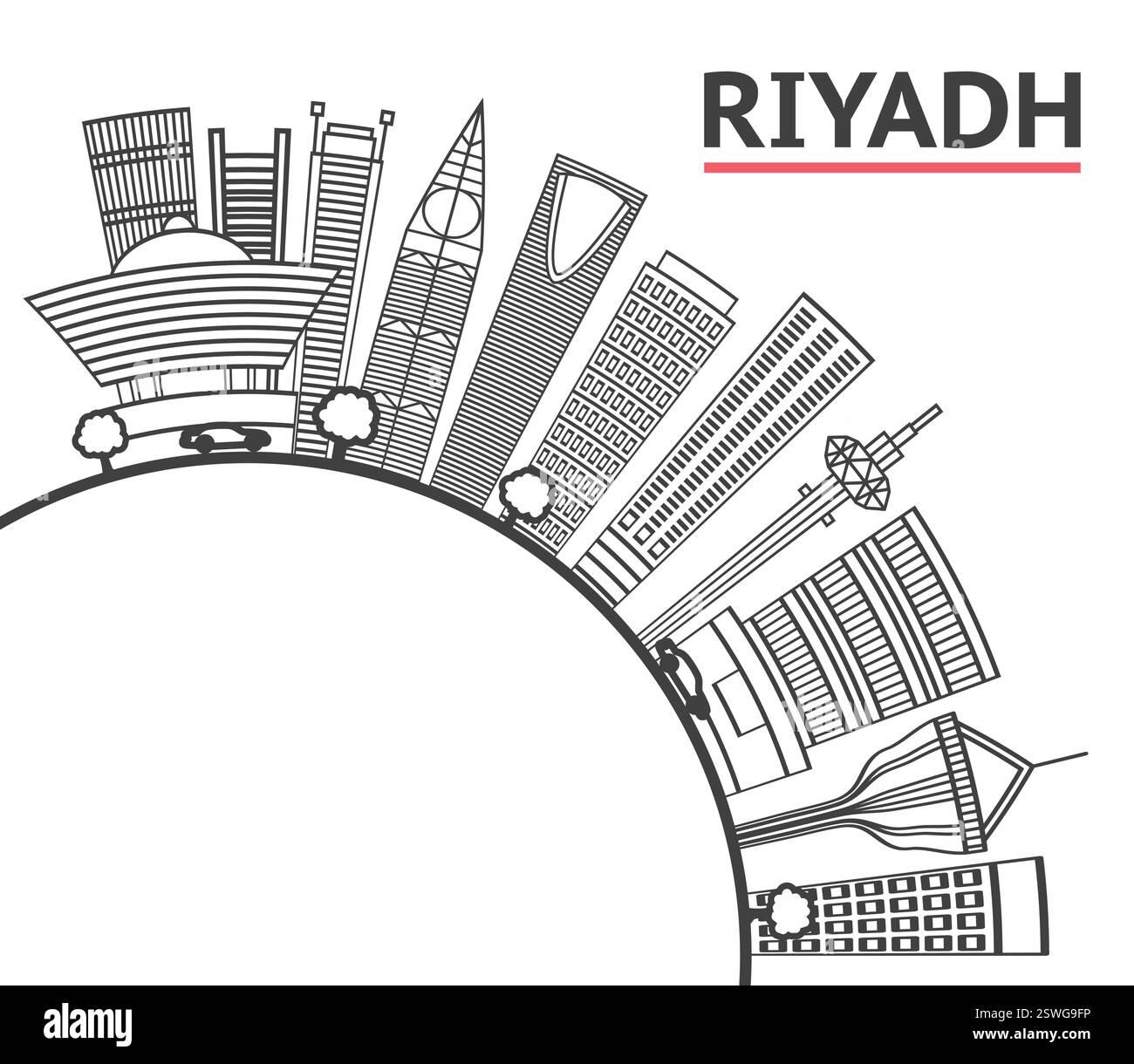 Outline Riyadh Saudi Arabia City Skyline with Modern Buildings and copy ...