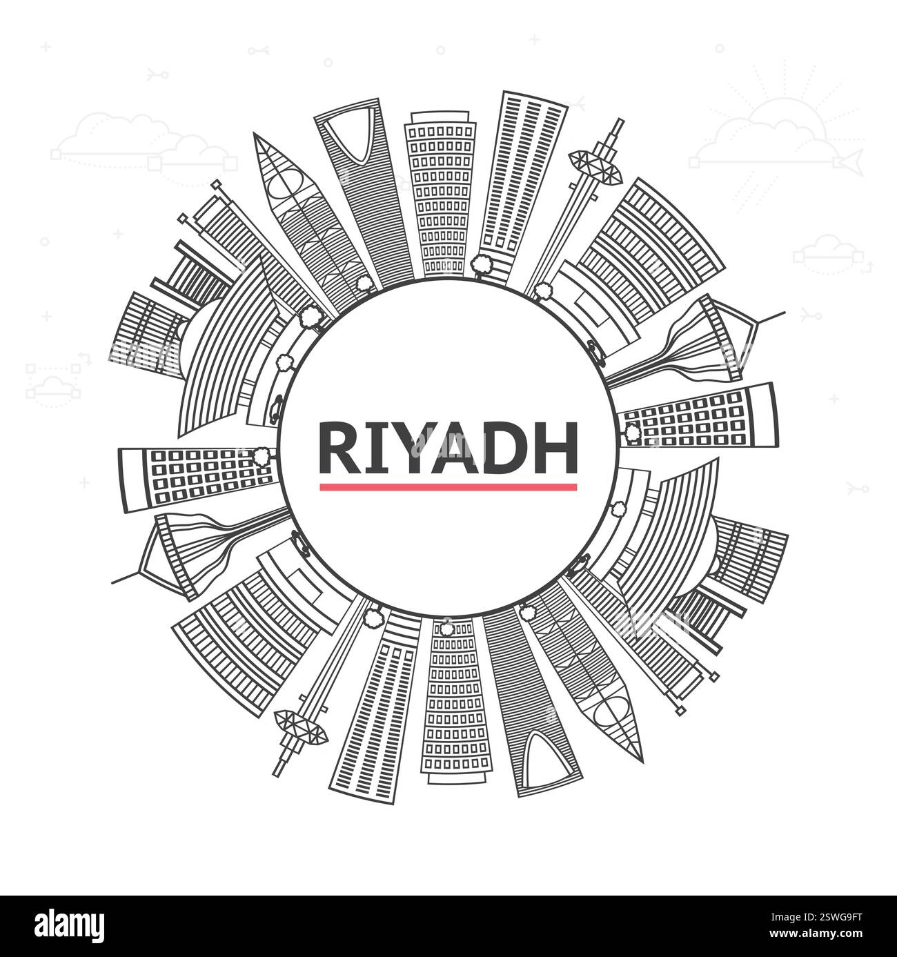 Outline Riyadh Saudi Arabia City Skyline with Modern Buildings and copy ...