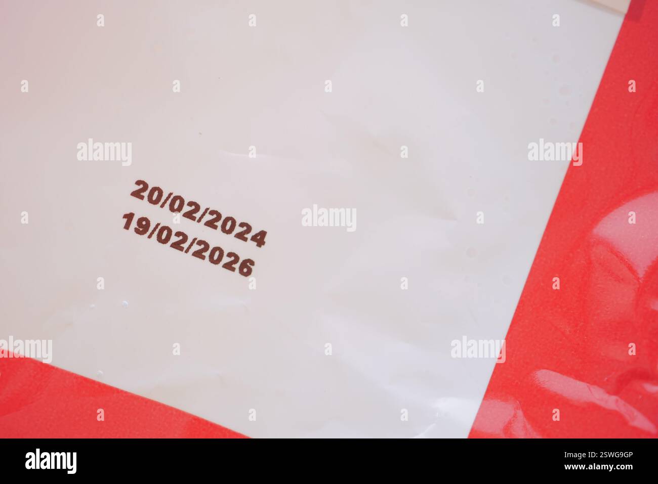 Dates printed on a document in red outline with white background Stock ...