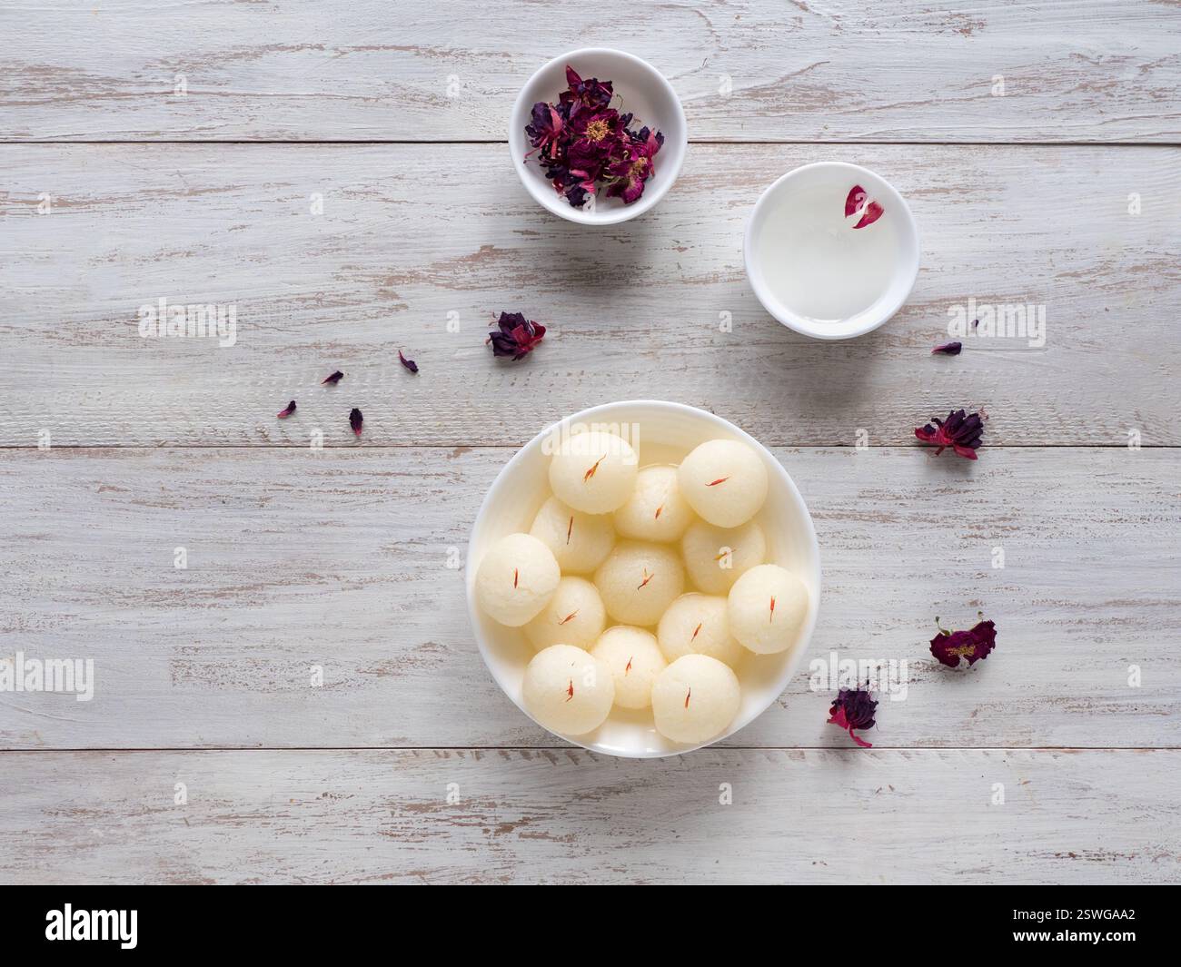 Rasgulla Bengali indian sweet dish. Top view Stock Photo - Alamy