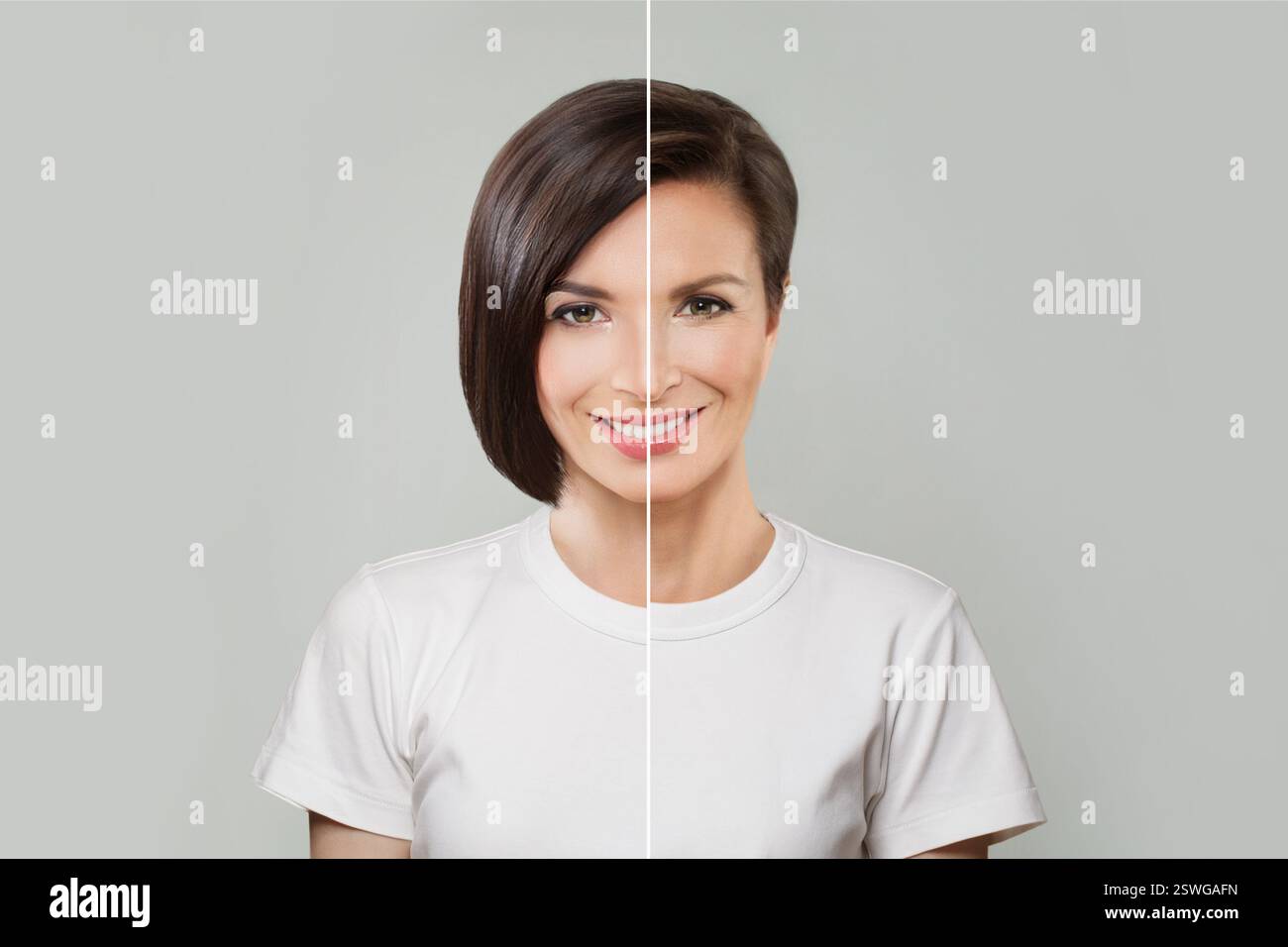 Cheerful women on white background. Young and mature adult female model ...