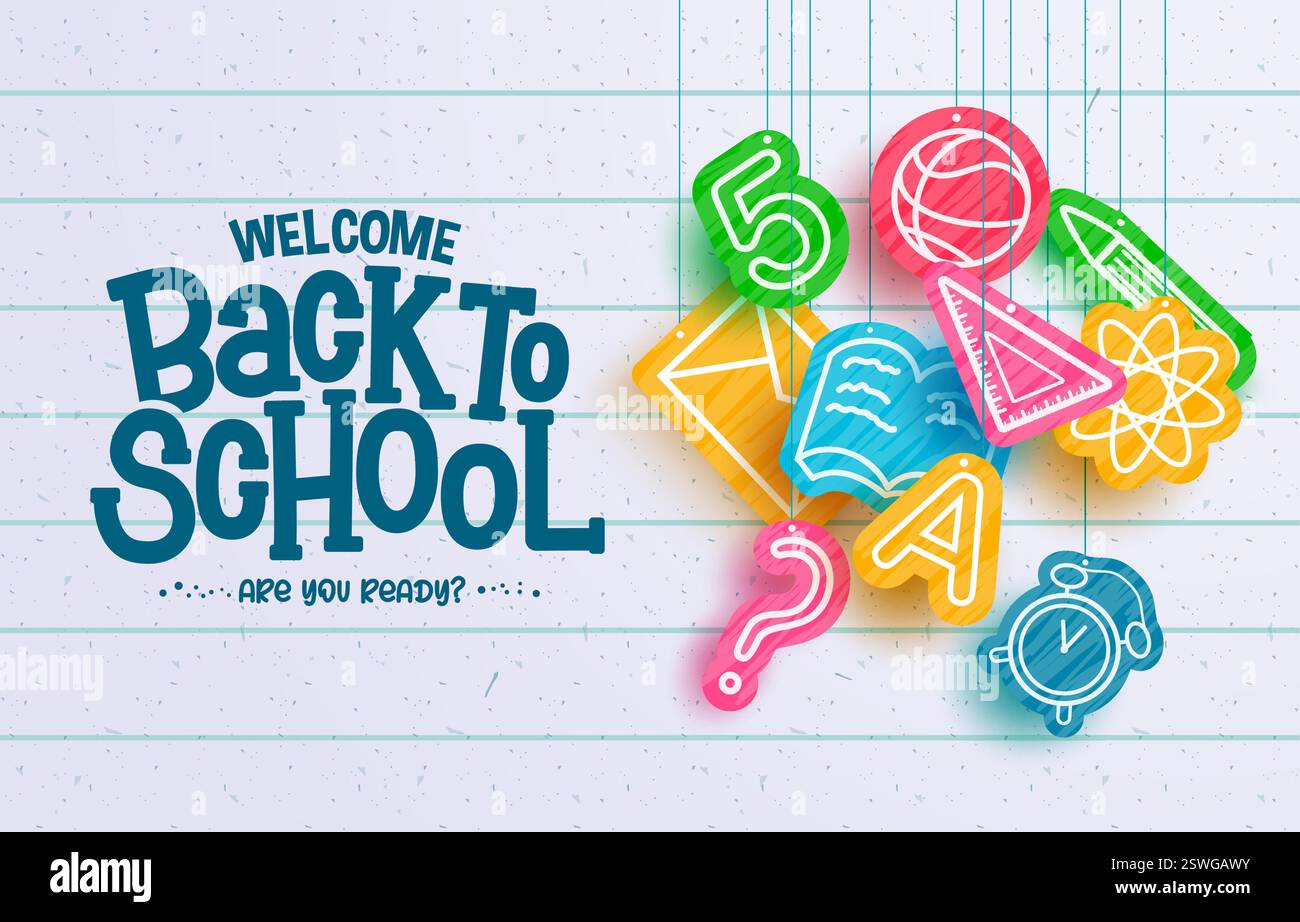 Back to school education vector design. Welcome back to school text ...