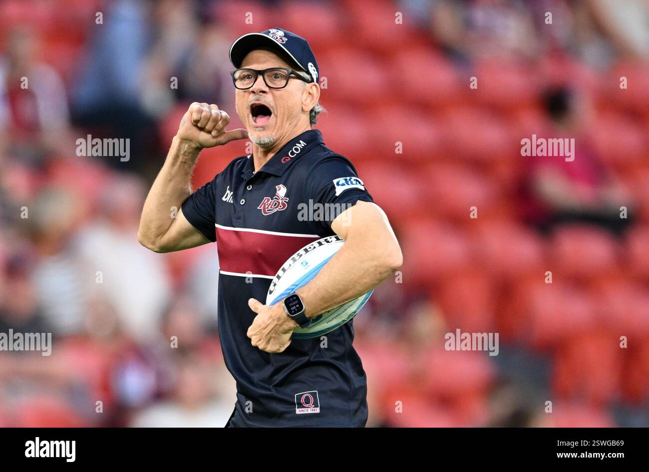 Brisbane, Australia. 21st Feb, 2025. Reds coach Les Kiss during the ...