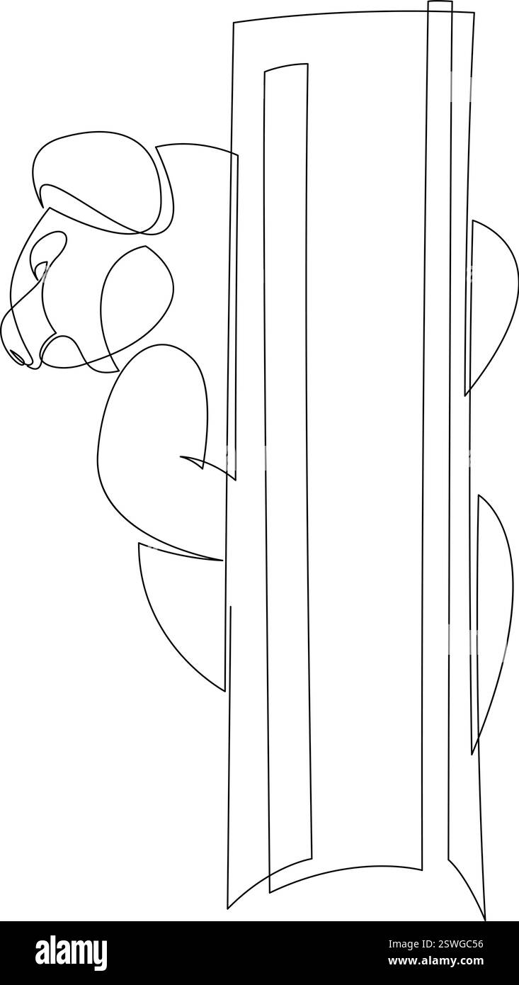 Koala on a tree abstract doodle sketch. Australian animal continuous ...