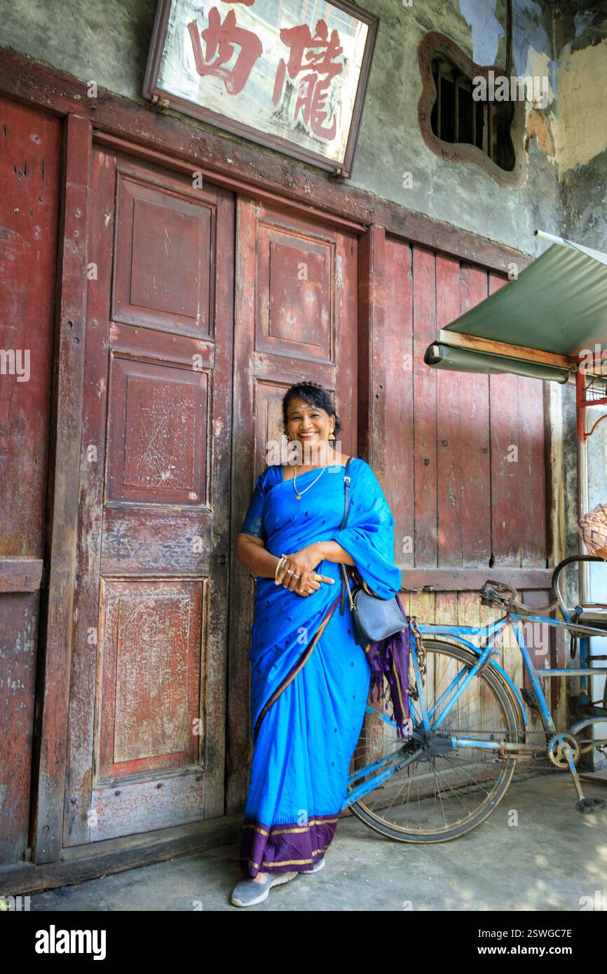 Penang, Georgetown - February 8, 2025: Street scene portrait of a Tamil ...