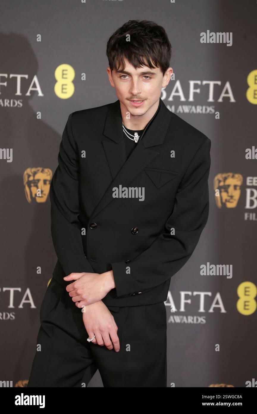 Timothee Chalamet attends the 2025 BAFTA Film Awards at The Royal ...